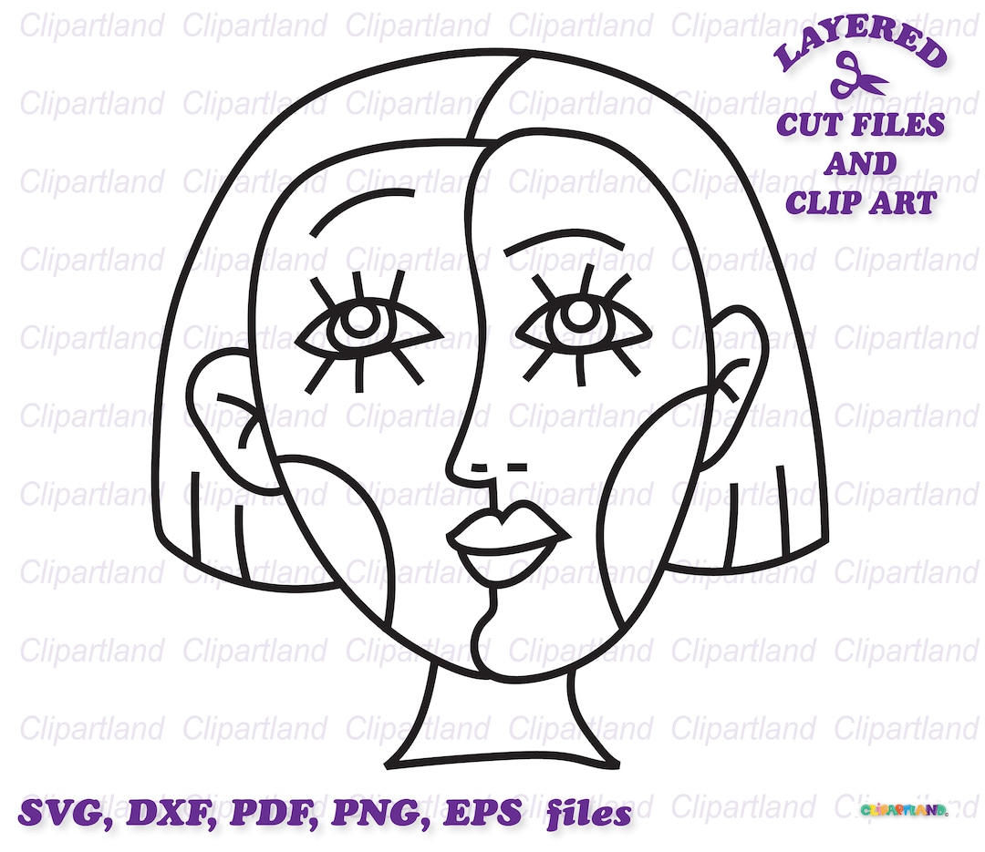 INSTANT Download. Cubism Face Cut Files and Clip Art. Commercial ...
