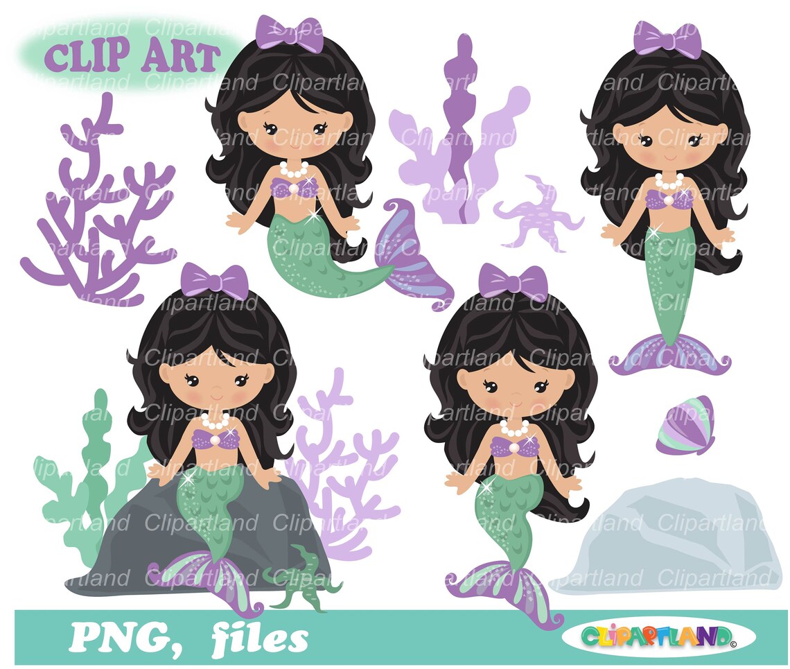 INSTANT Download. Cute Mermaids Clip Art. Personal and - Etsy