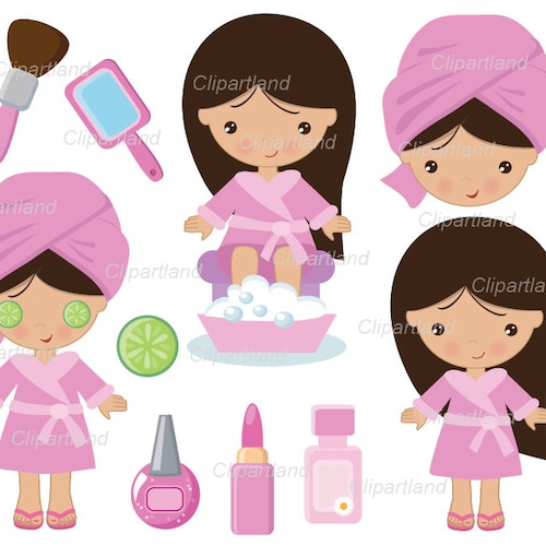 72 Little Spa Girls Clipart Vector Spa Girl Spa Party | Etsy
