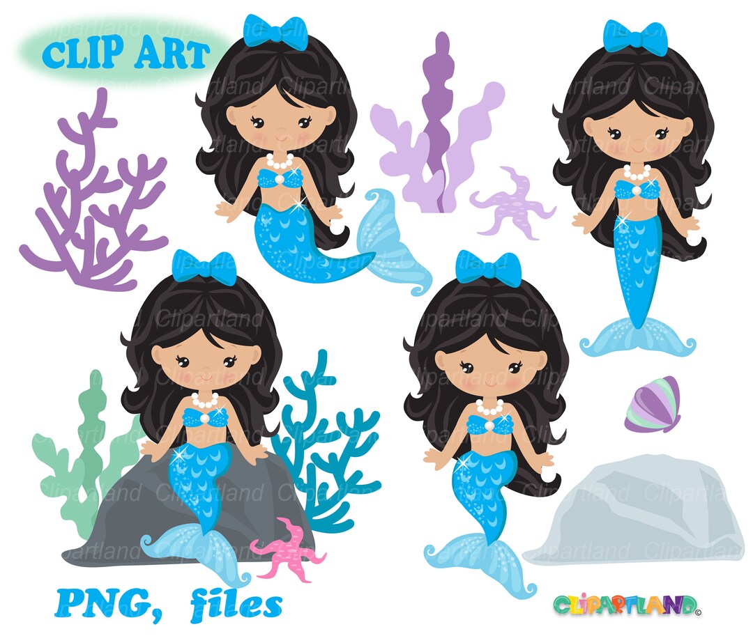 INSTANT Download. Pretty Mermaid Clip Art. Personal and Commercial Use ...