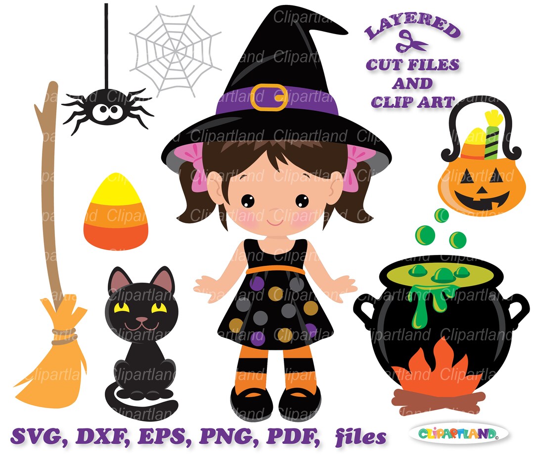 INSTANT Download. Cute Little Halloween Witch Svg Cut File and Clip Art ...