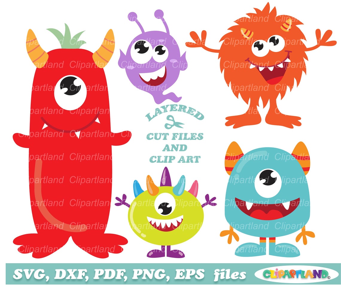 INSTANT Download. Cute Colorful Monster Svg Cut File and Clip | Etsy