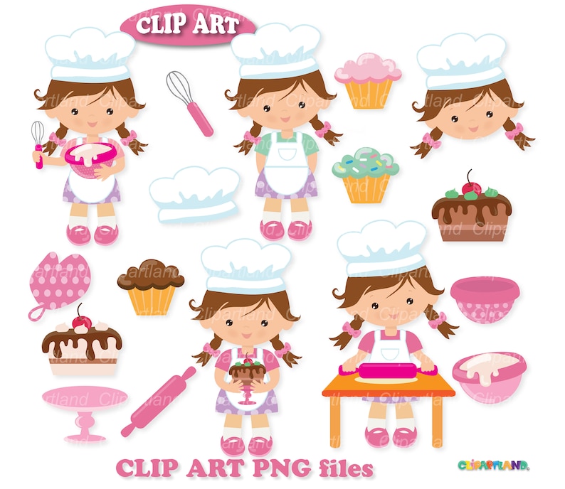 INSTANT Download. Baking Girl Clip Art. Cb_4. Baking Girl Clip Art ...
