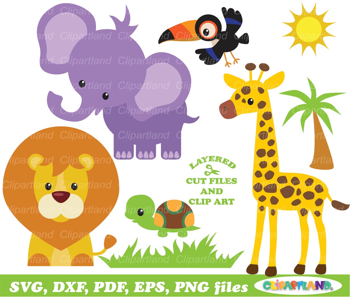 INSTANT Download. Cute Jungle Animals Svg Cut File and Clip - Etsy