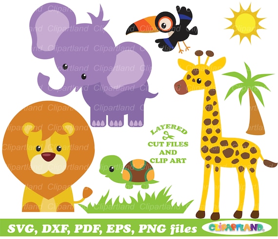 INSTANT Download. Cute Jungle Animals Svg Cut File and Clip - Etsy