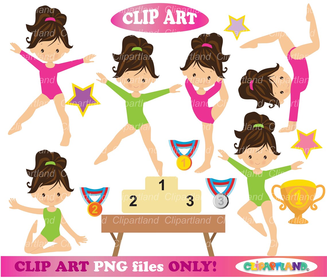 INSTANT Download. Girls Gymnasts Clip Art. Cgym_26_gymnastics. - Etsy
