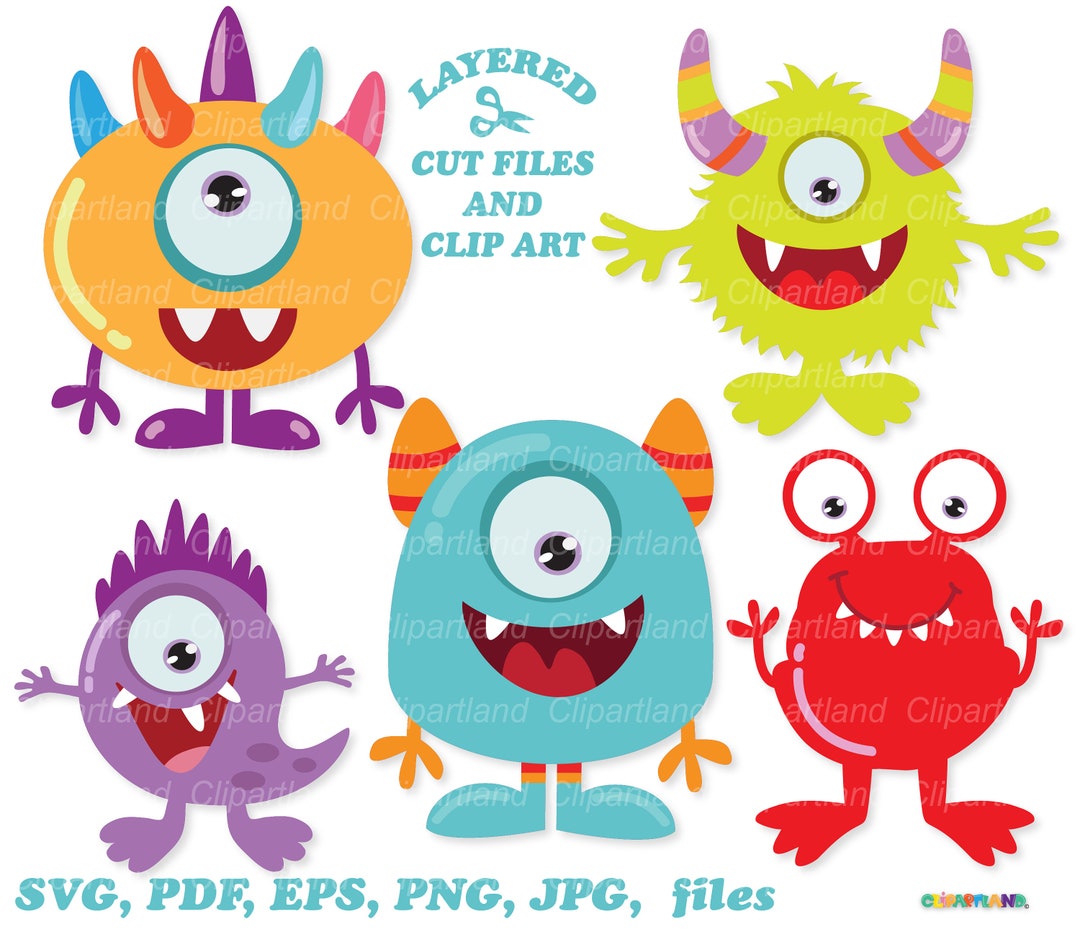 INSTANT Download. Cute Colorful Monsters Cut Files and Clip Art ...