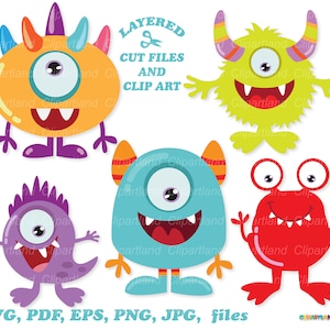 Cute Monster Clipart & Cut Files: SVG, PNG, PDF (digital Download) - Etsy
