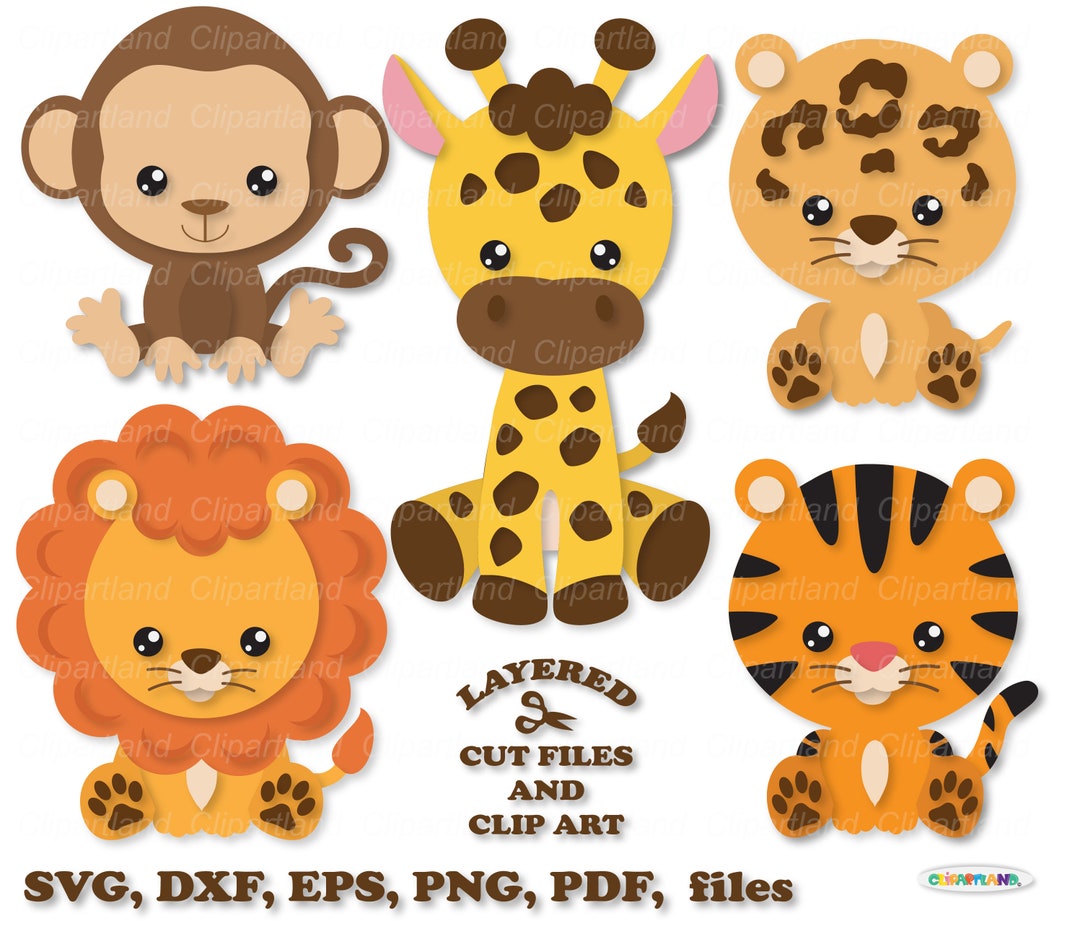 INSTANT Download. Cute Sitting Jungle Baby Animal Svg Cut File and Clip ...