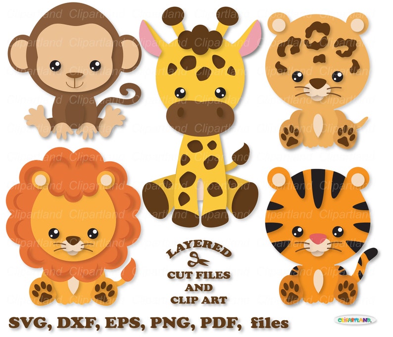 Jungle Animals Clipart SVG, PNG, PDF (digital Download) - Etsy