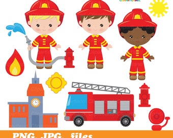 Firefighter Clip Art - Etsy UK