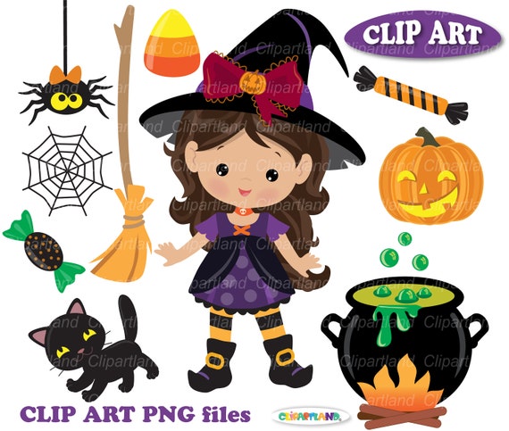 INSTANT Download. Cute Halloween Witch Clip Art. Personal and - Etsy