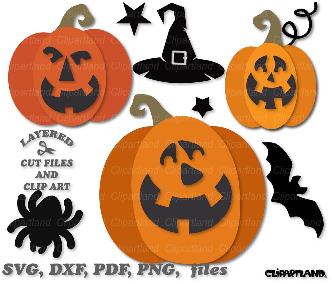 INSTANT Download. Cute Halloween Pumpkin Cut Files and Clip Art ...