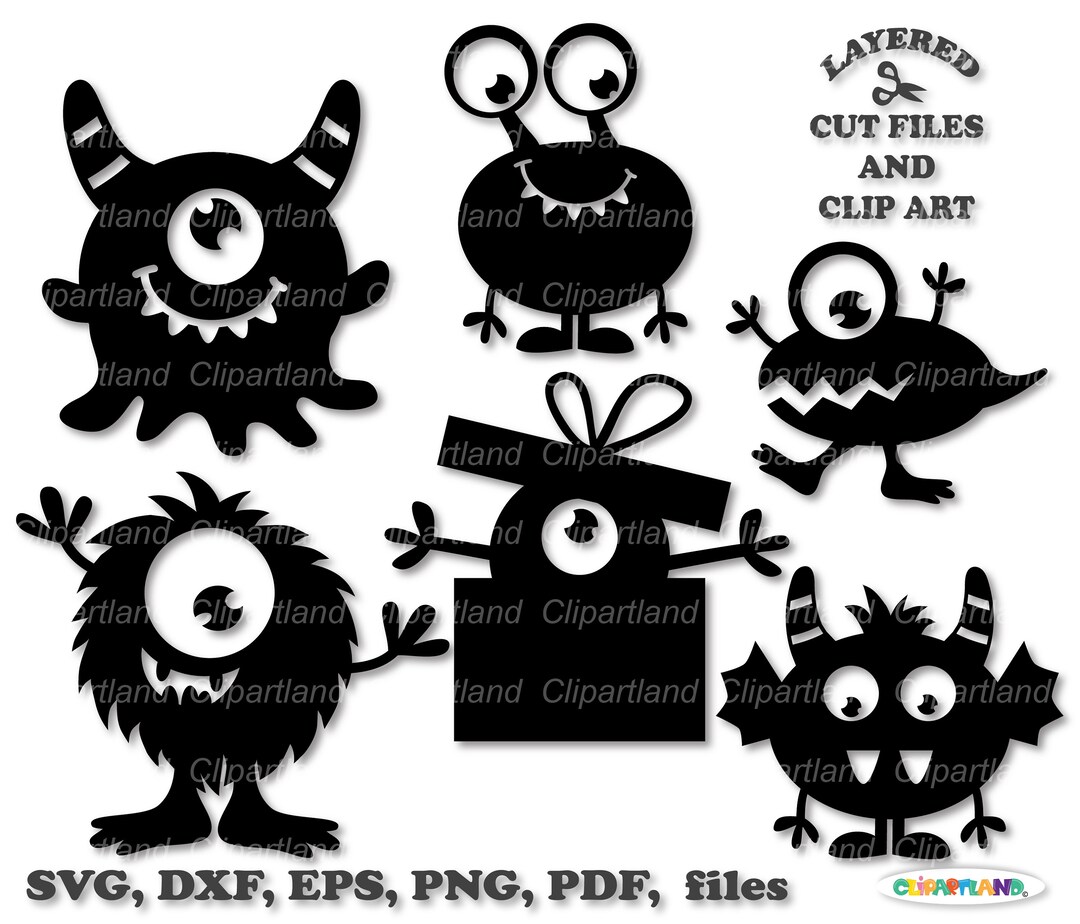 INSTANT Download. Cute and Funny Little Monster Silhouette Cut Files ...