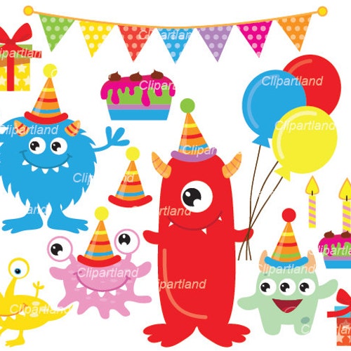 Cute Monsters Clipart Digital Art Set Commercial Use Clip Art - Etsy