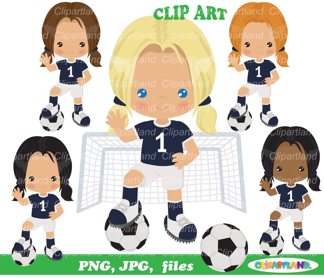INSTANT Download. Cute Soccer Player Girl Clip Art. Personal and ...