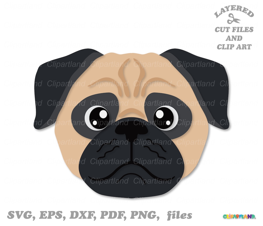 INSTANT Download. Cute Pug Face Svg Cut File and Clip Art. Personal and ...