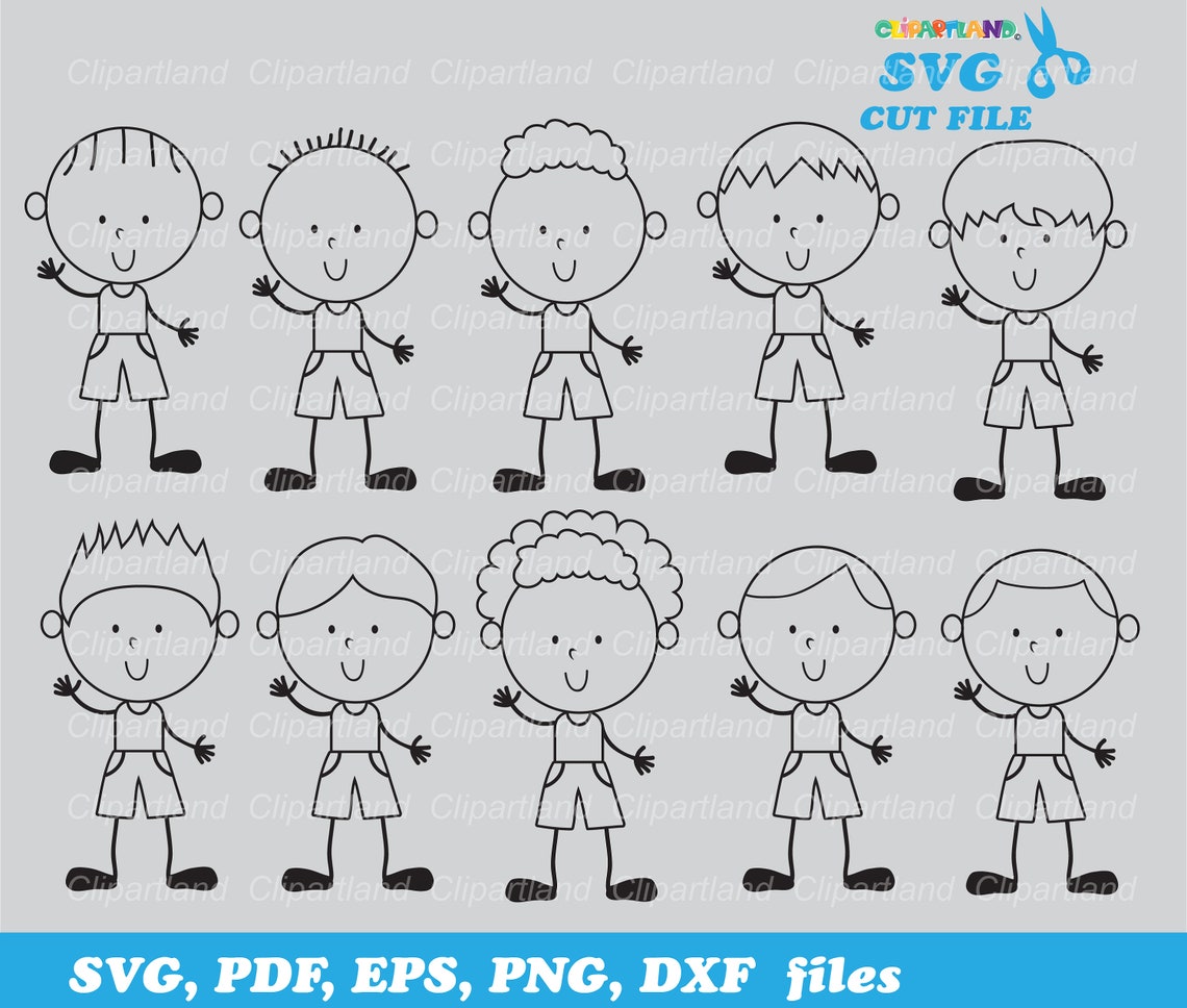 INSTANT Download. Stick Figure Boy Svg Cut Files and Clip Art. | Etsy