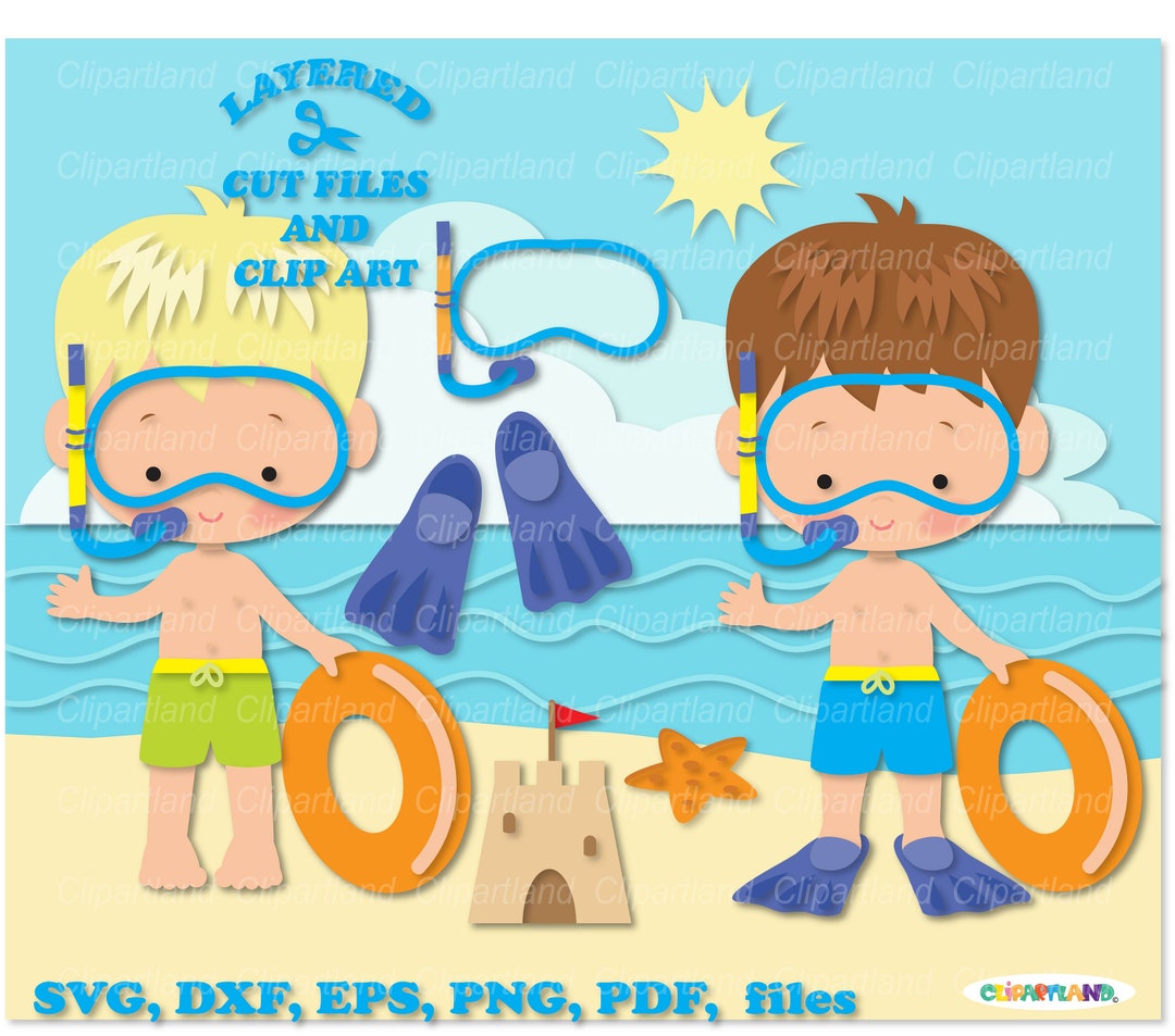 INSTANT Download. Snorkeling Boy Svg Cut Files and Clip Art. Personal ...