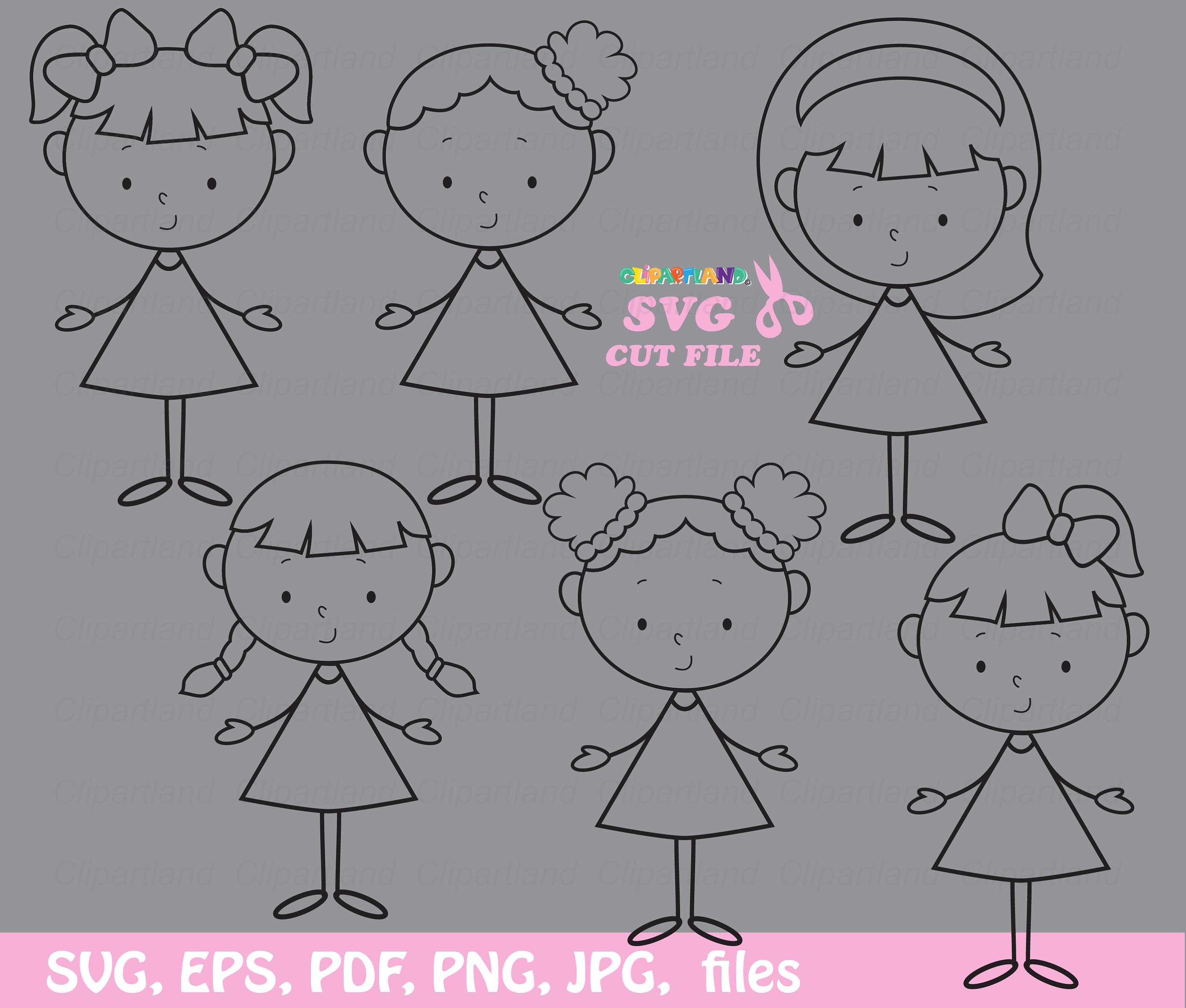 INSTANT Download. Stick Figure Girl Svg Cut Files and Clip Art. Cstg_2 ...