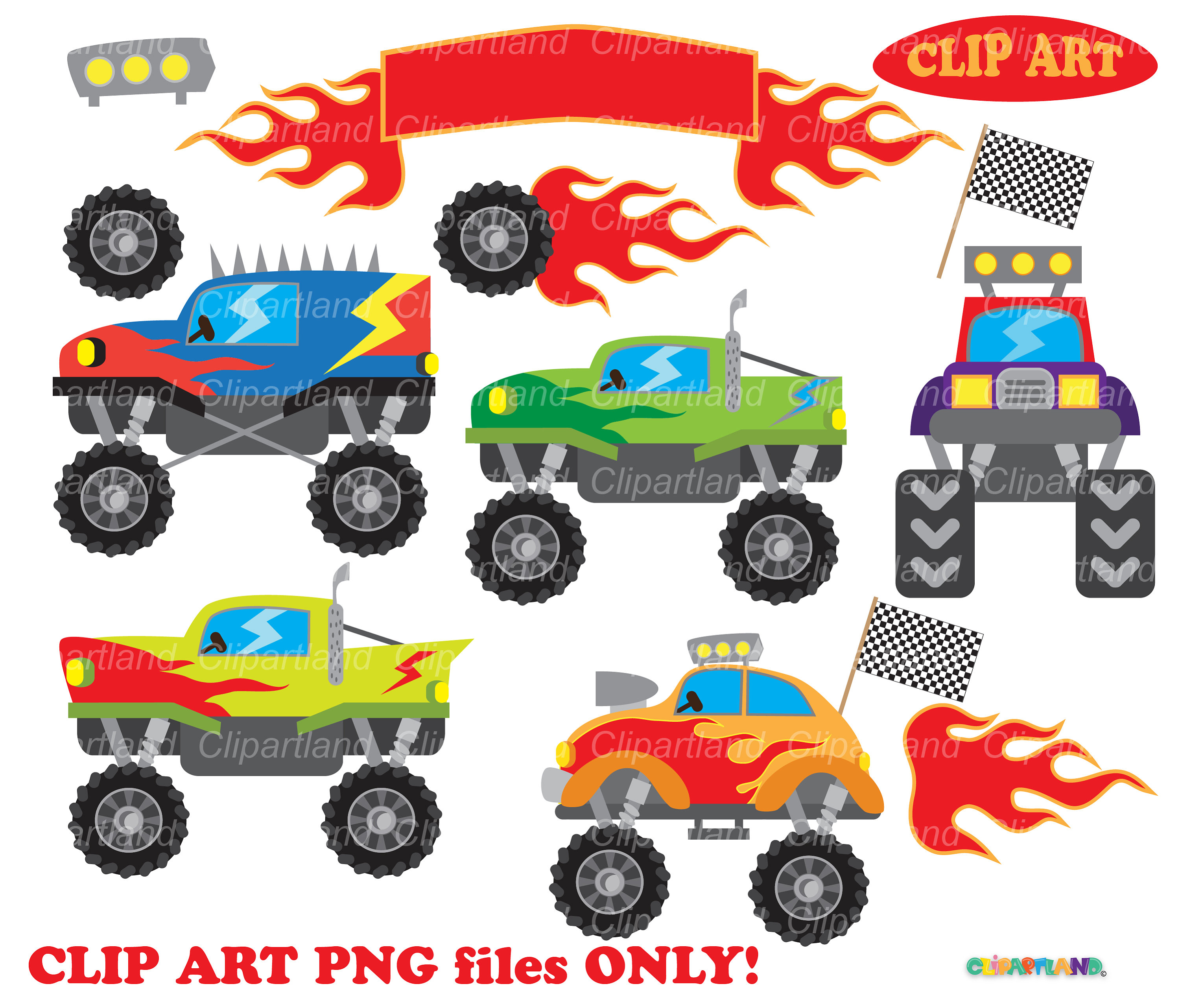ON Sale Instant Download. Monster Truck Clip Art. Cmt_1. Personal and ...