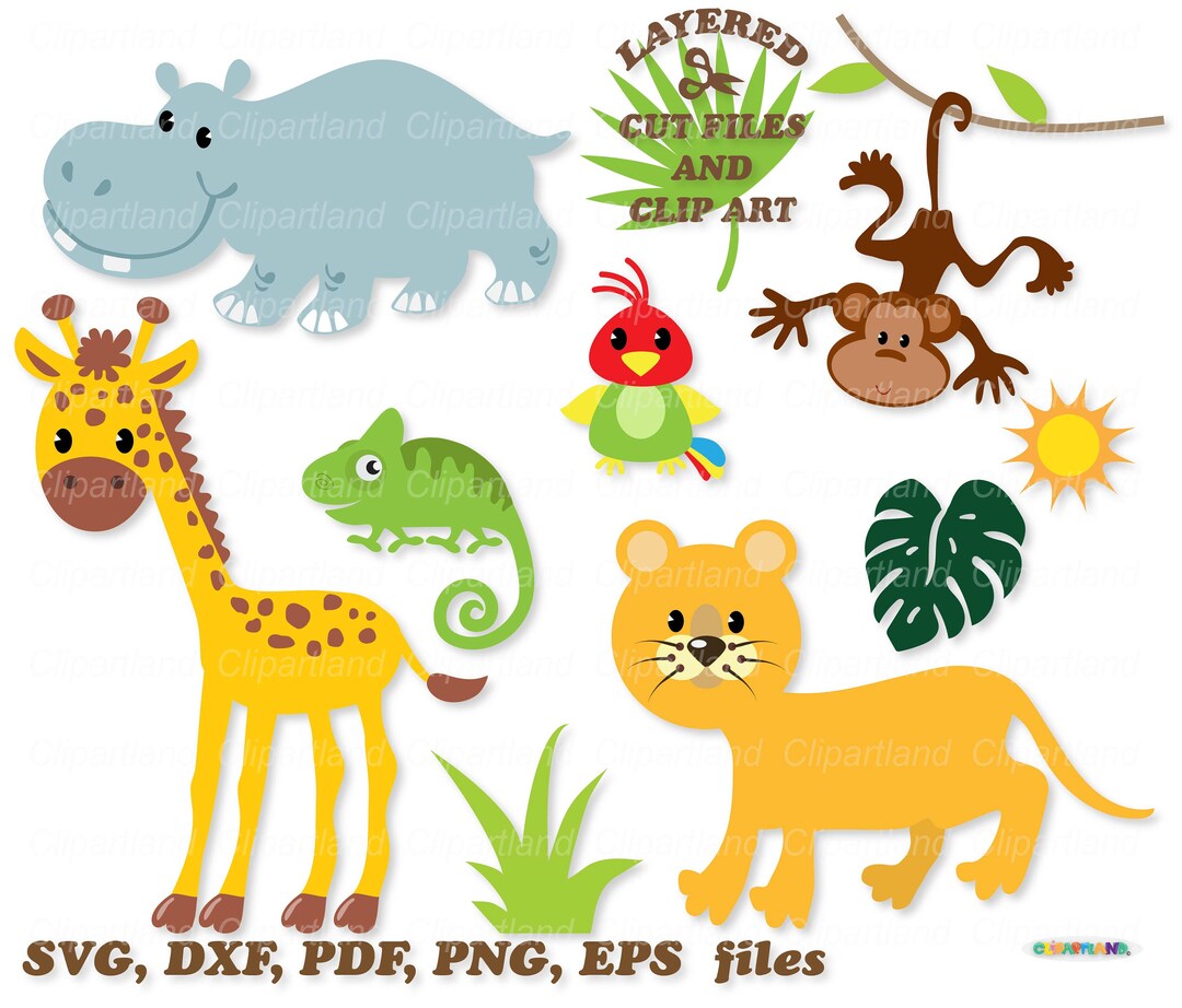 INSTANT Download. Jungle Animals Cut File and Clip Art. Personal and ...
