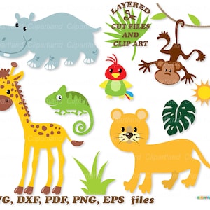 INSTANT Download. Jungle Animals Cut File and Clip Art. Personal and ...
