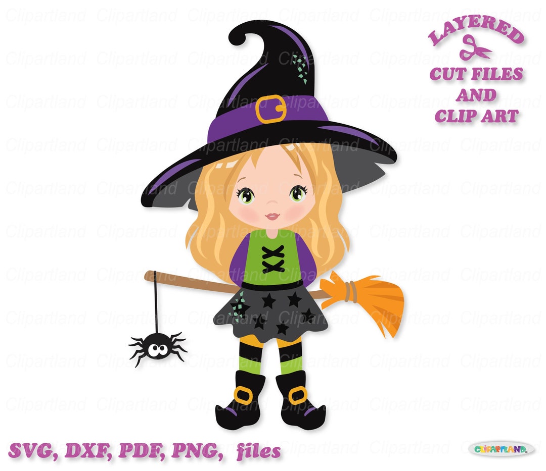 INSTANT Download. Cute Halloween Witch Girl Cut File and Clip Art ...