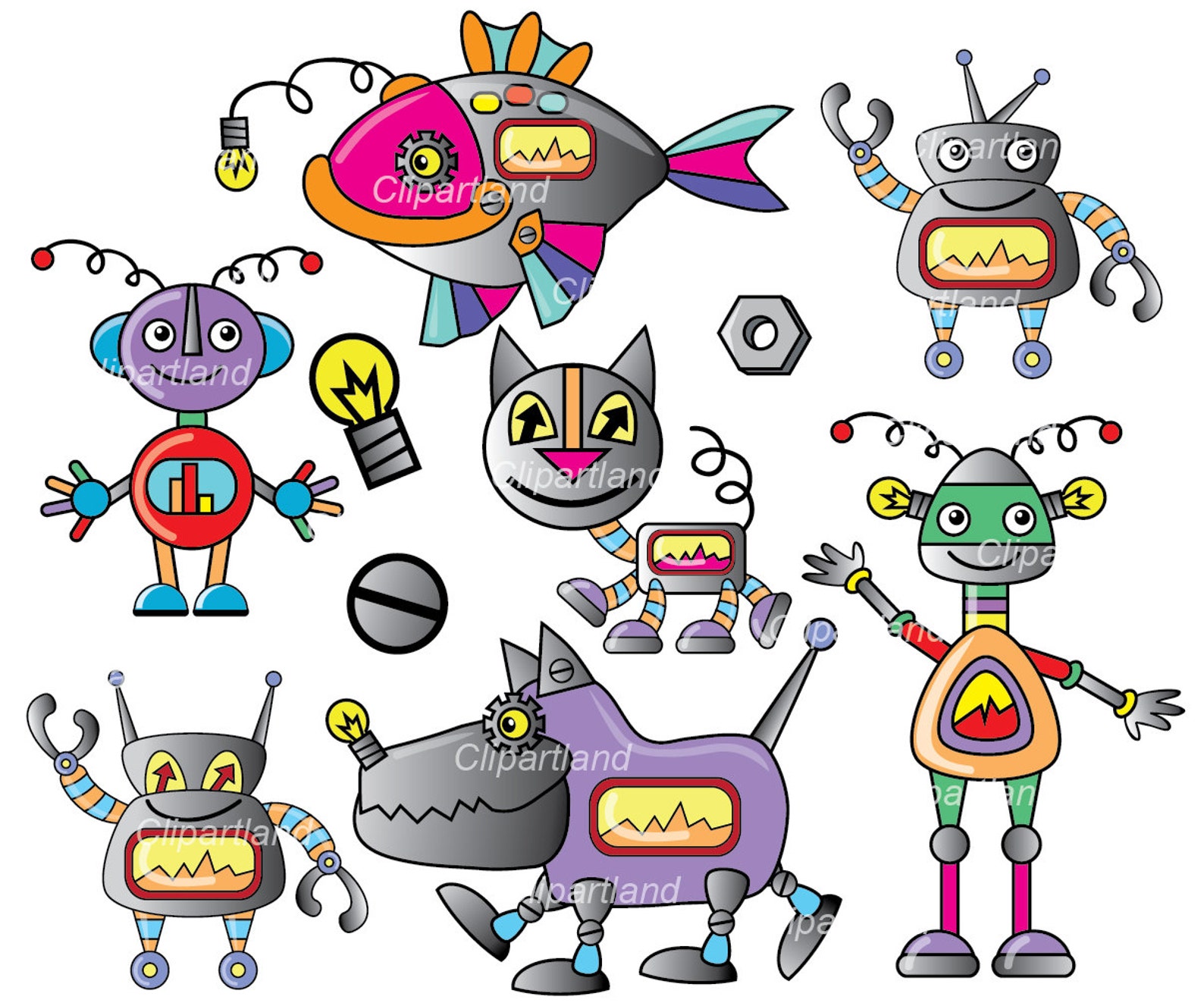 INSTANT Download. Robot Clip Art. Cr_18_robot. Personal and - Etsy