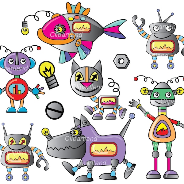 Robot Clip Art - Etsy