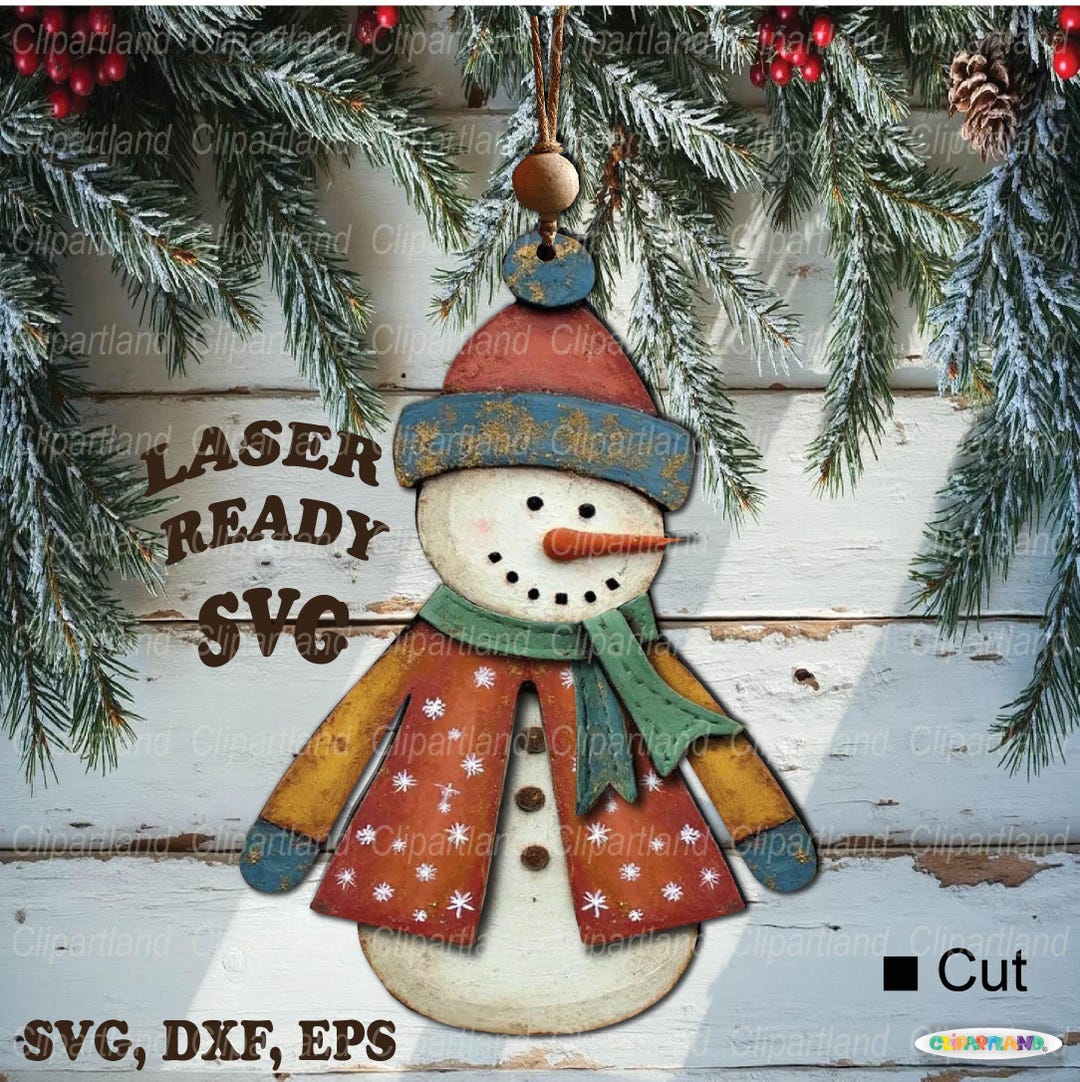 INSTANT Download. Christmas Snowman Ornament for Laser Cutting ...