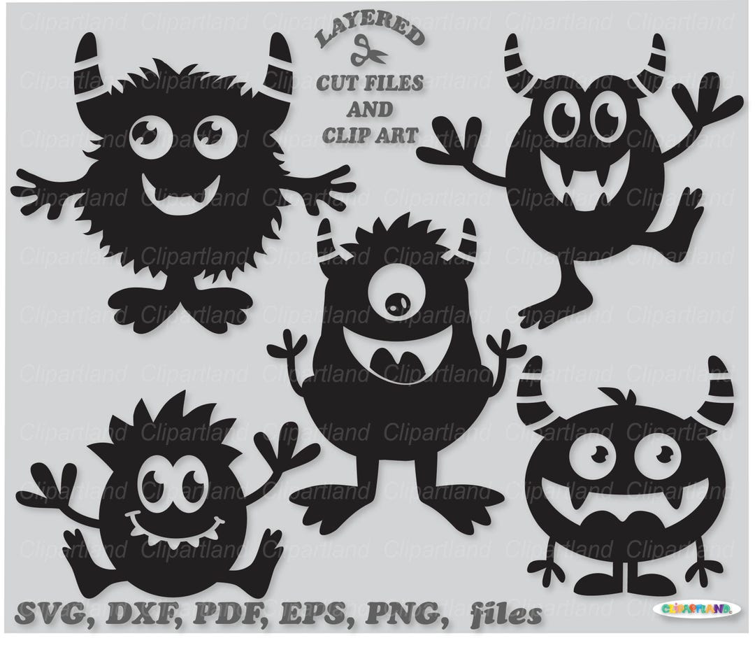 Cute Monster Silhouette Cut Files SVG, PDF, PNG (digital Download) - Etsy
