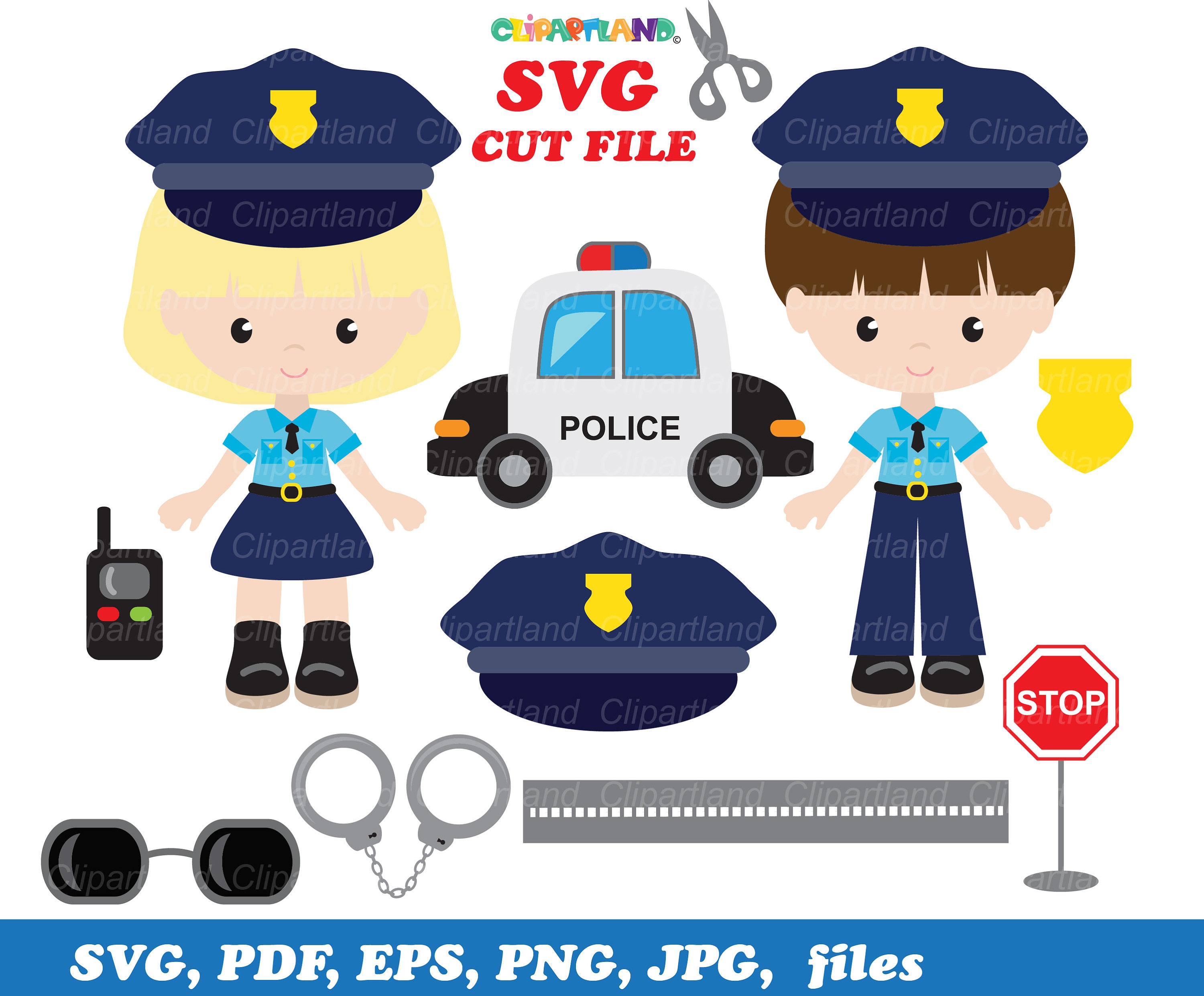 INSTANT Download. Cute police clip art. Svg cut files. | Etsy