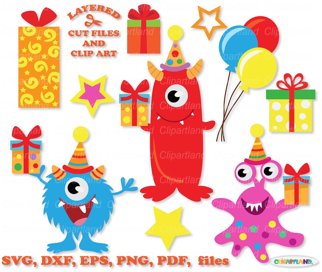 Birthday Monster Clipart & Cut Files (svg, Pdf, Png, Eps, Dxf) - Etsy