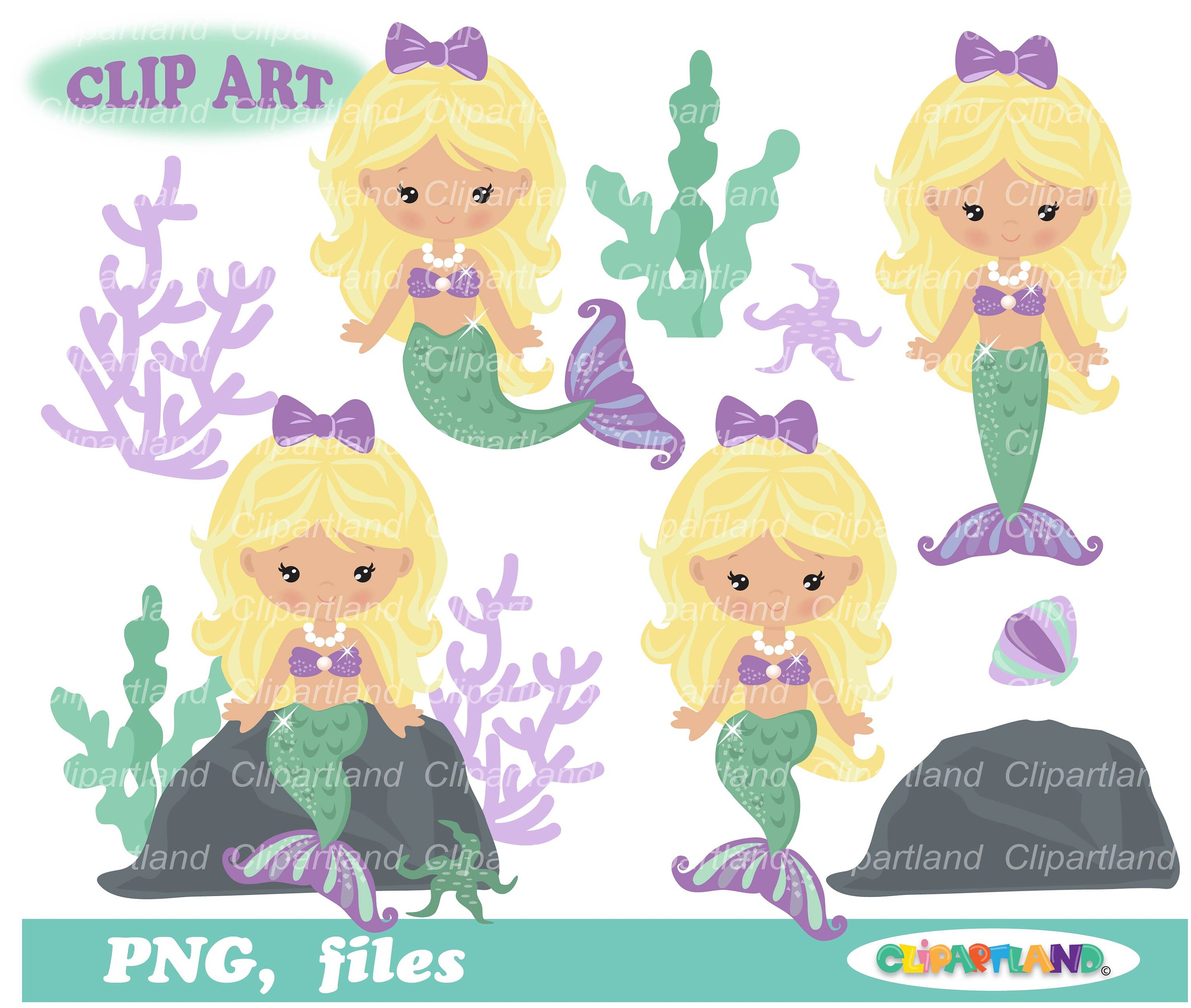 INSTANT Download. Cute Mermaids Clip Art. Personal and - Etsy
