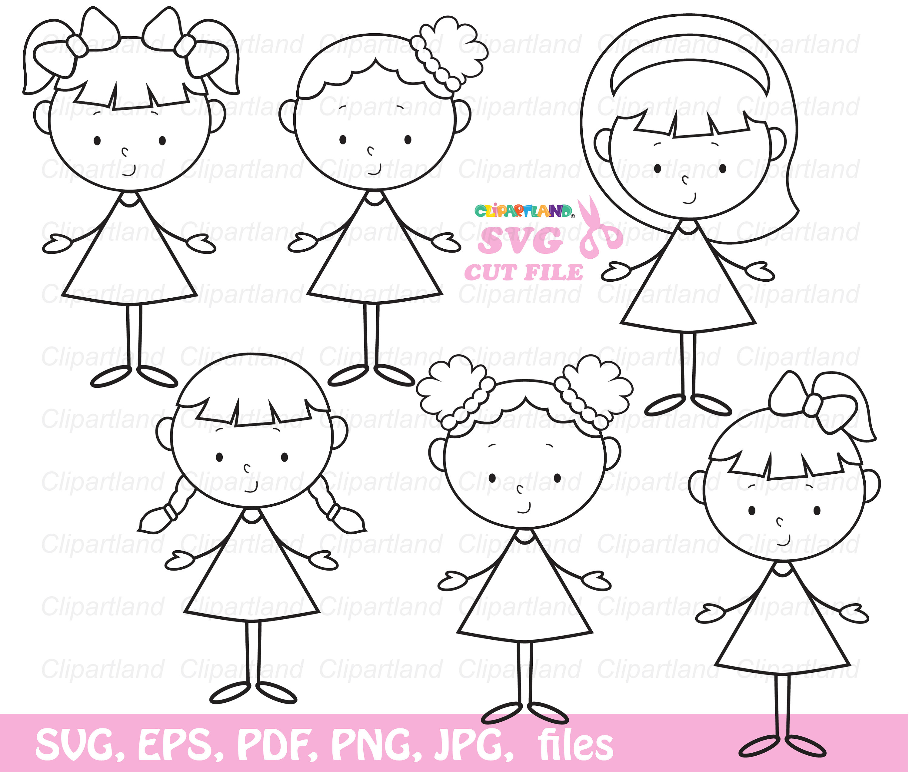 INSTANT Download. Stick Figure Girl Svg Cut Files and Clip Art. Cstg_2 ...