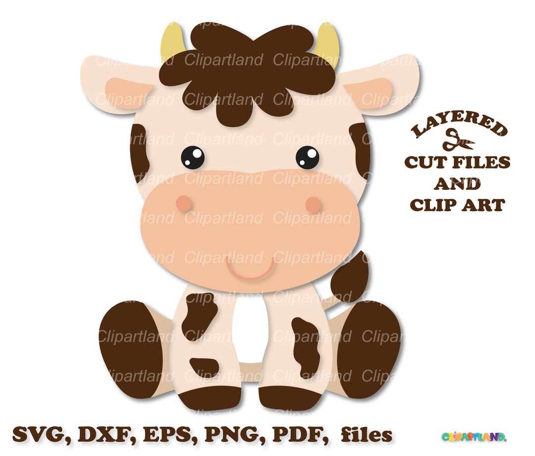 INSTANT Download. Cute Sitting Cow Cut File and Clip Art. Personal and ...