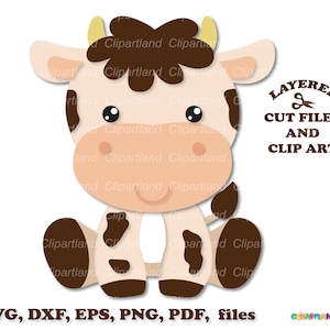 INSTANT Download. Cute Sitting Cow Cut File and Clip Art. Personal and ...