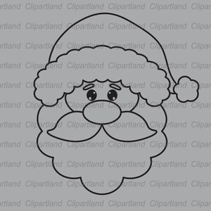 INSTANT Download. Cute Santa Face Outline Cut File and Clip Art ...