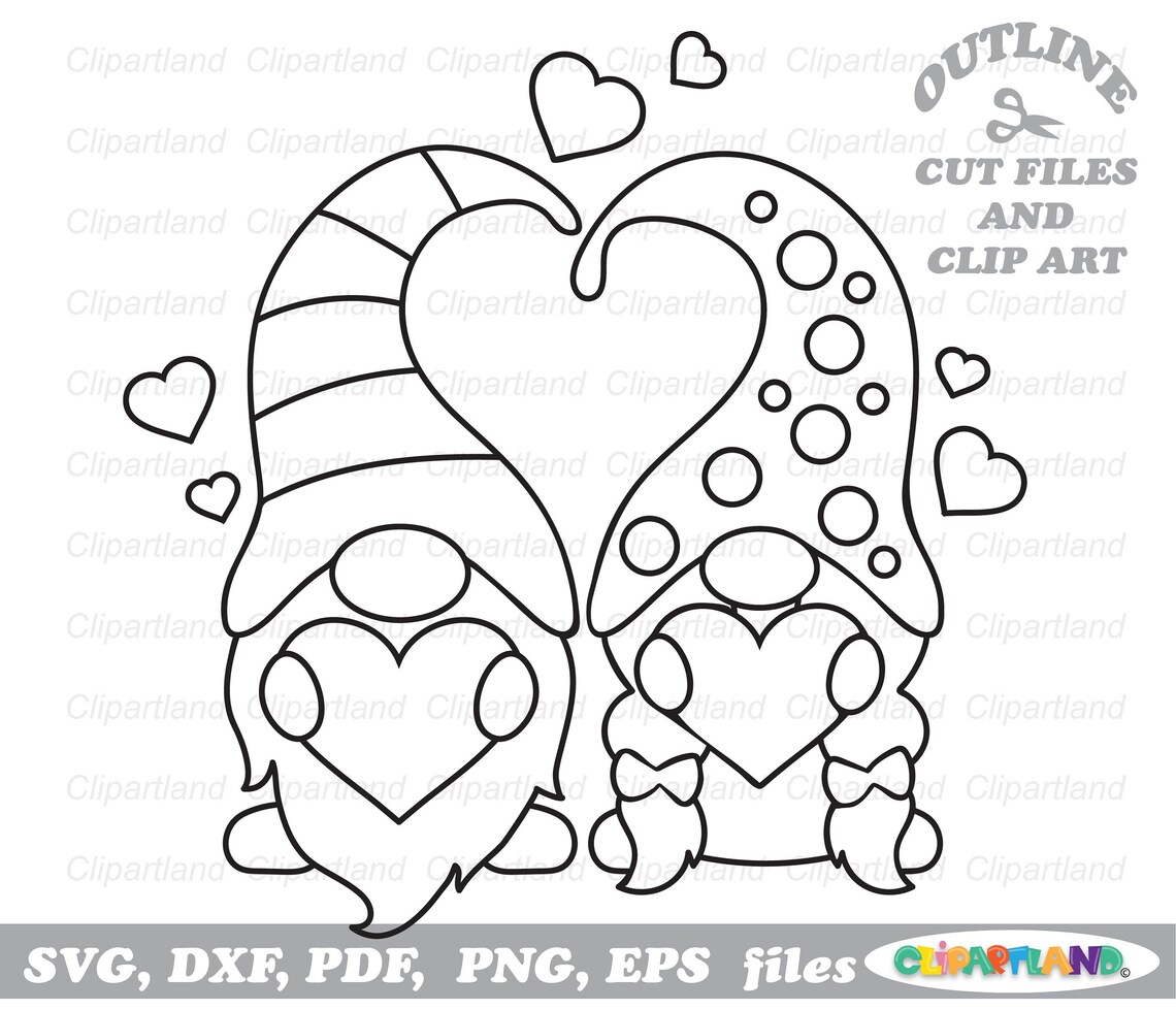 INSTANT Download. Valentine Gnomes Cut Files and Clip Art. | Etsy