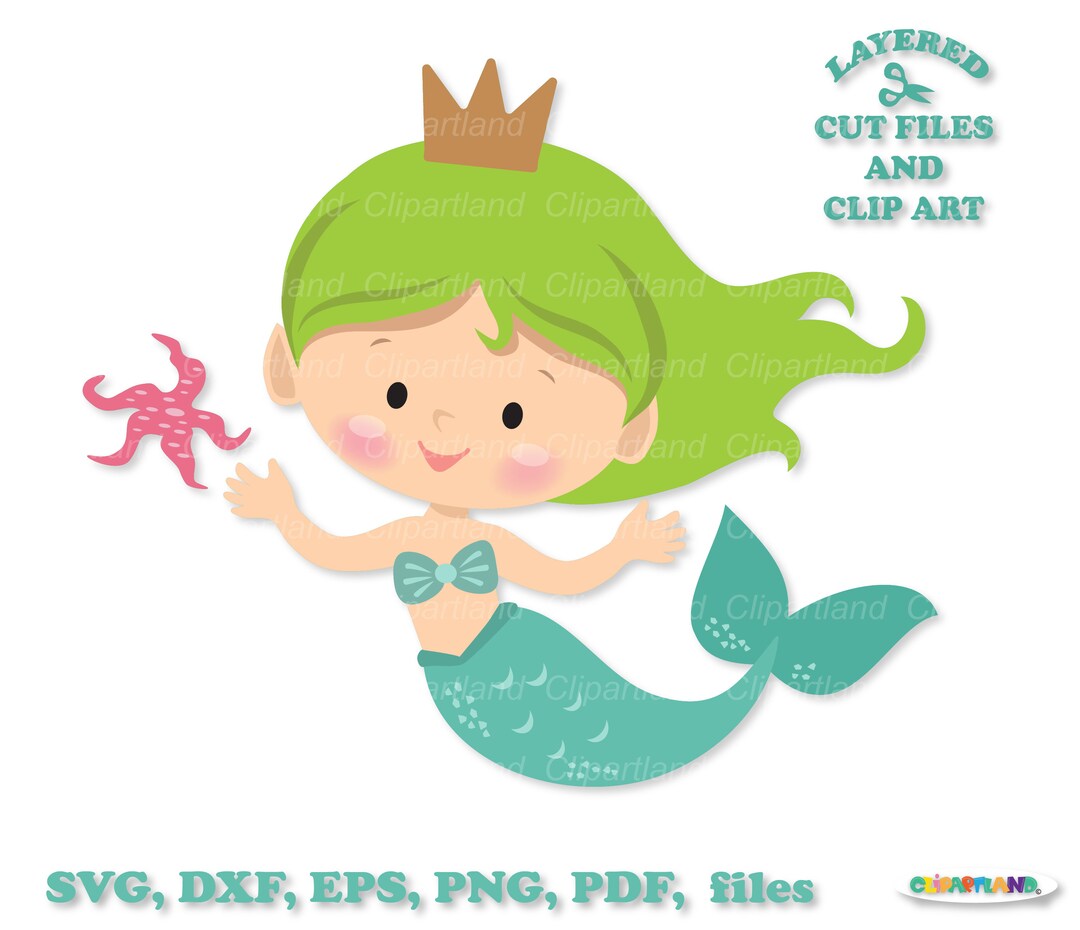 INSTANT Download. Cute Mermaid Svg Cut File and Clip Art. Commercial ...