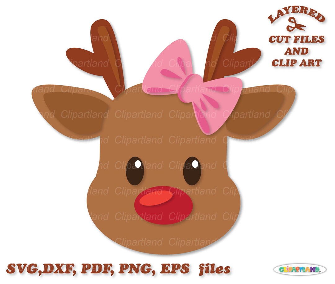 INSTANT Download. Cute Christmas Girly Reindeer Face Svg, Dxf Cut Files ...