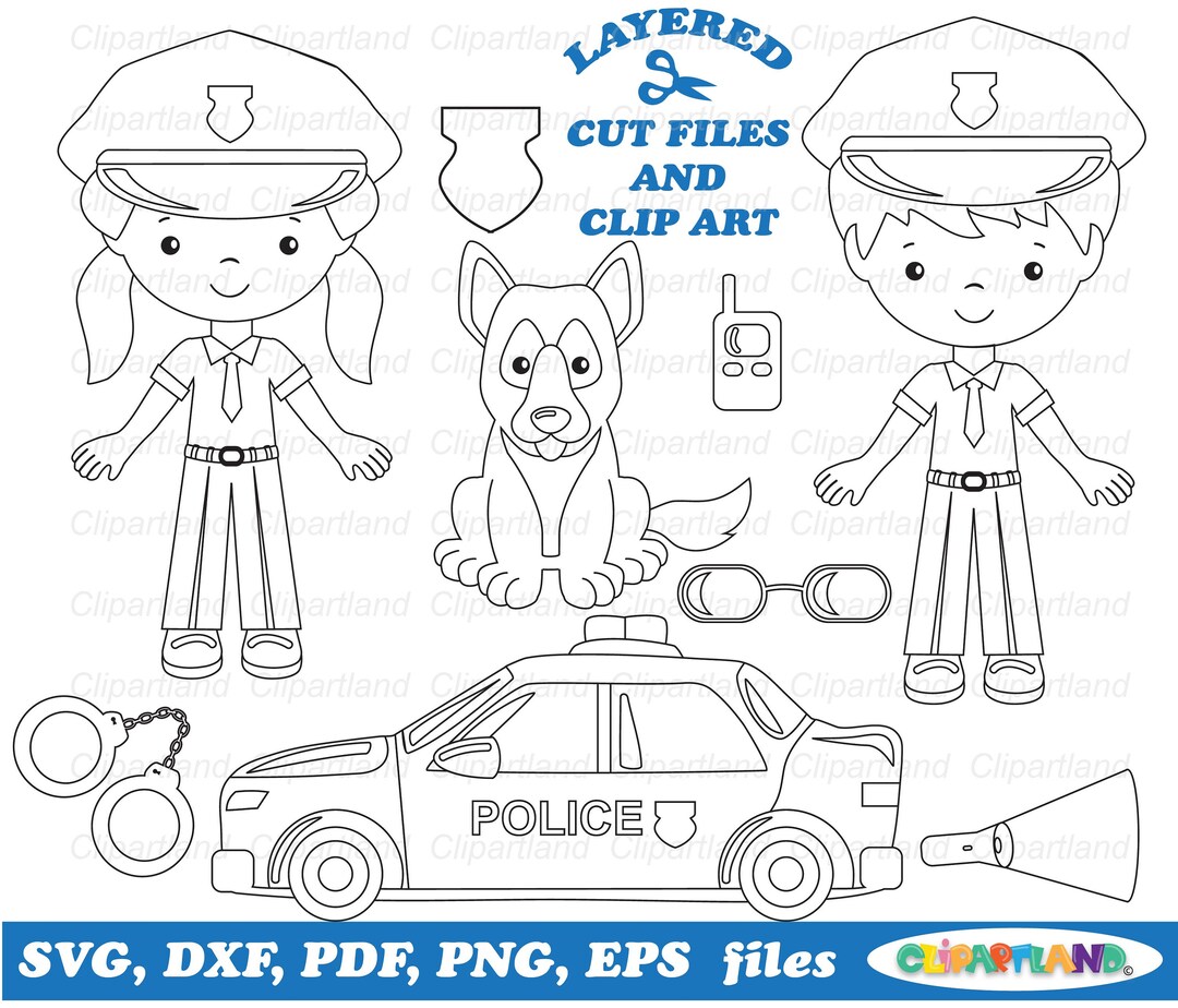 INSTANT Download. Police Outline Cut Files and Clip Art. Commercial ...