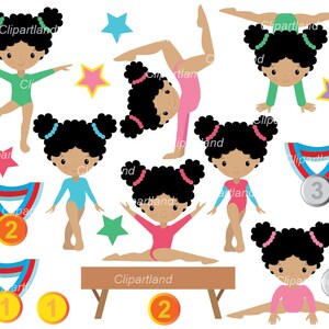 INSTANT Download. Girls Gymnasts Clip Art. Cgym_12_gymnastics. - Etsy