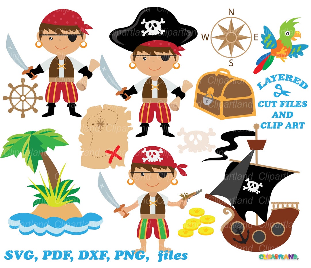 INSTANT Download. Cute Pirate Cut File and Clip Art. Personal and ...