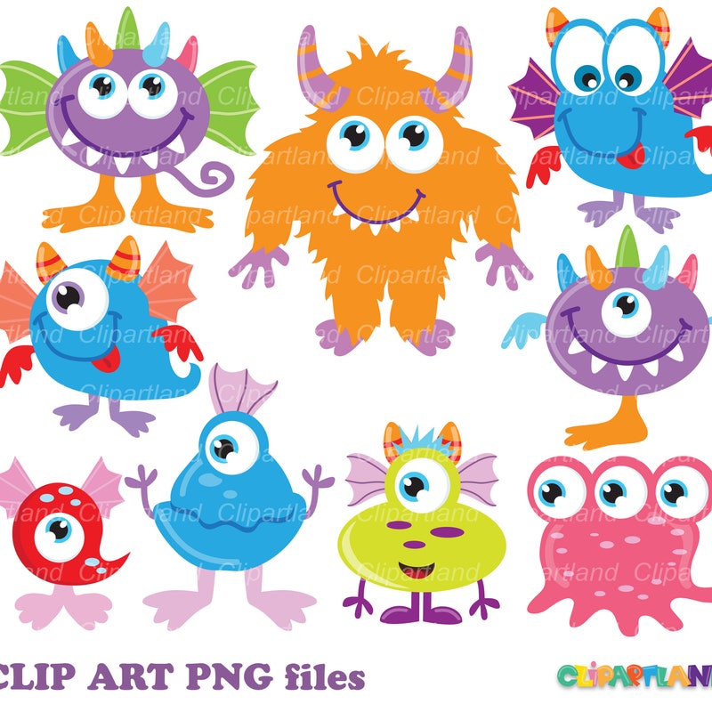 Cute Monster Clip Art - Etsy UK