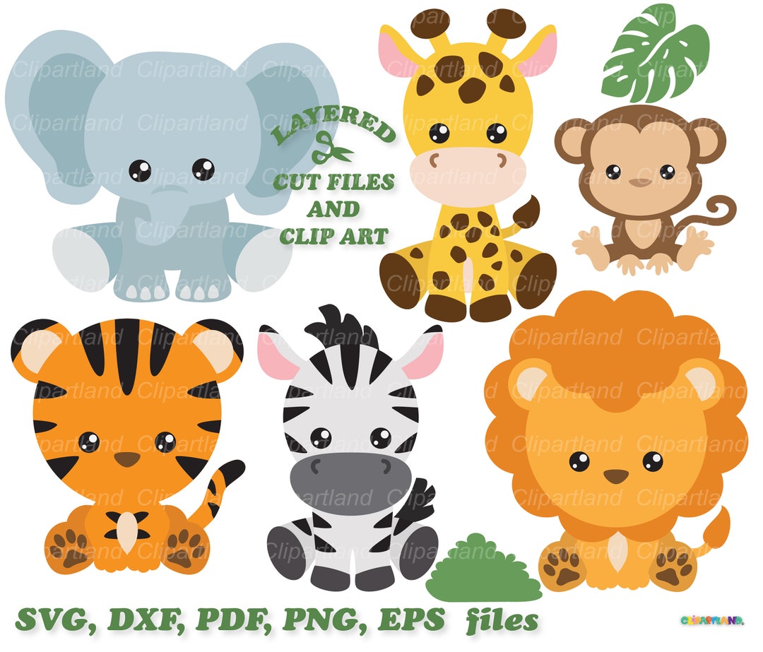 INSTANT Download. Cute Sitting Jungle Animals Cut File and Clip Art Svg ...