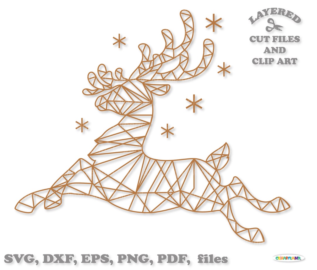 INSTANT Download. Christmas Decoration. Flying Reindeer Polygonal Svg ...