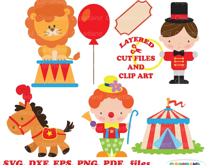 3D Circus Characters, 3D Tiger SVG, 3D Clown Svg, Layered Elephant Svg ...