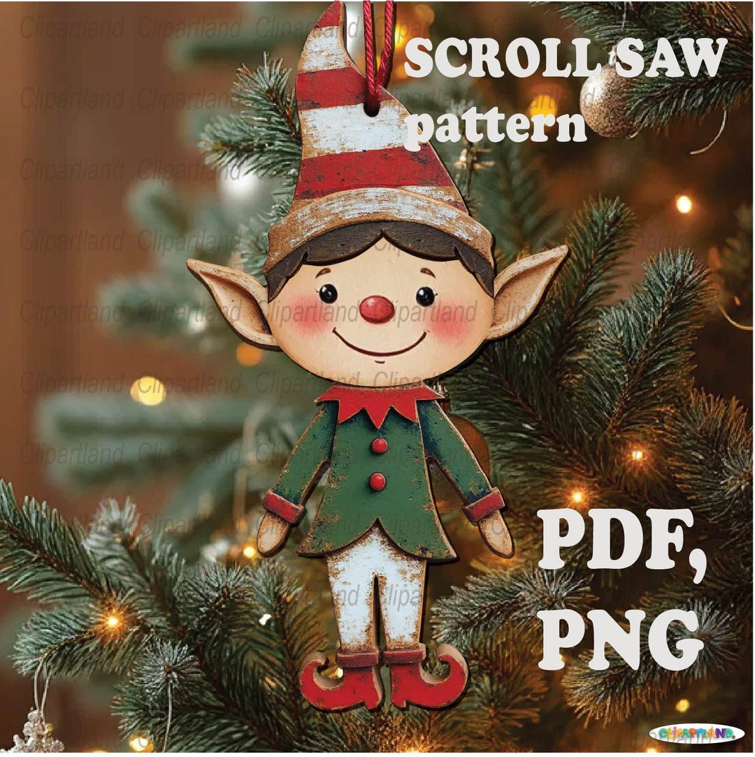 INSTANT Download. Christmas Ornament Elf for Scroll Saw Cutting and ...